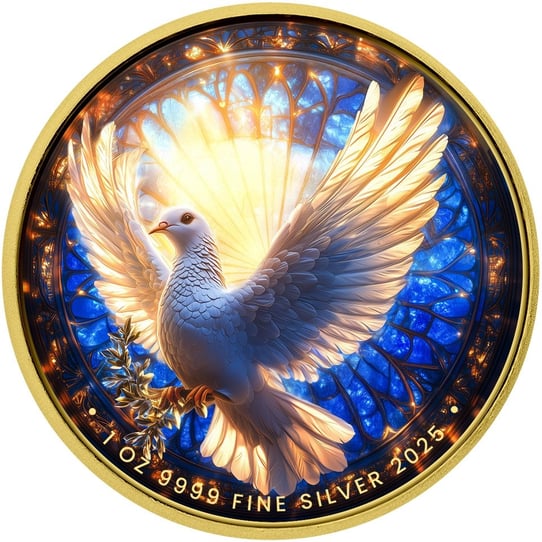 1 Unze Silber strahlende Friedenstaube 2025 (Auflage: 100 | teilvergoldet)